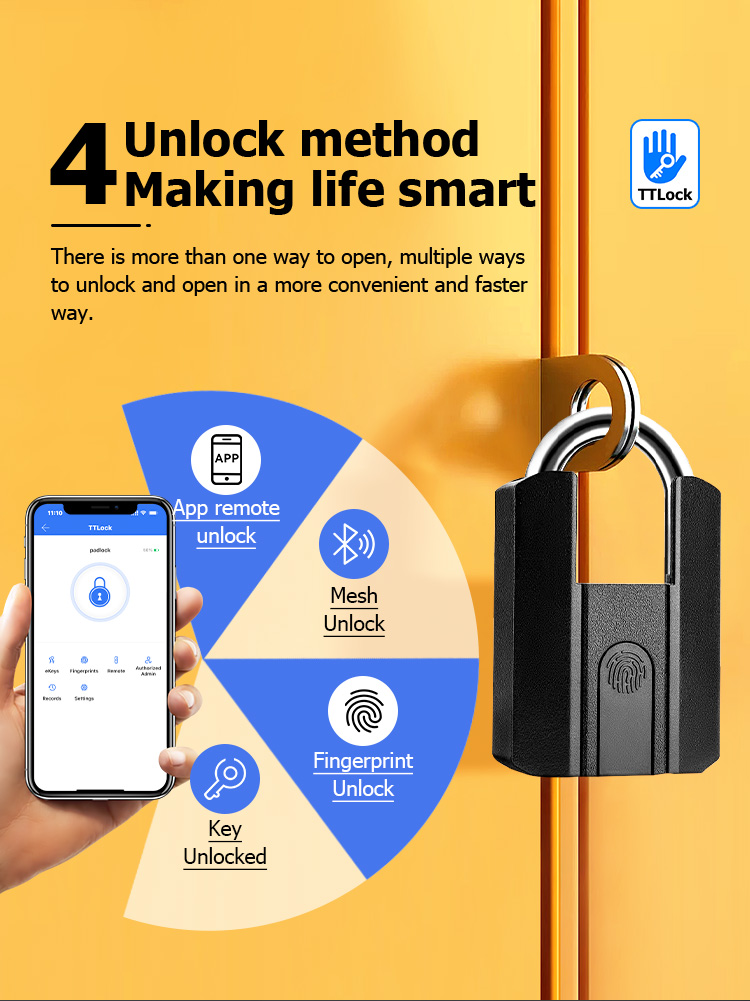 TTLOCK Smart Padlock IP67 Waterproof Fingerprint Padlock Bluetooth ...