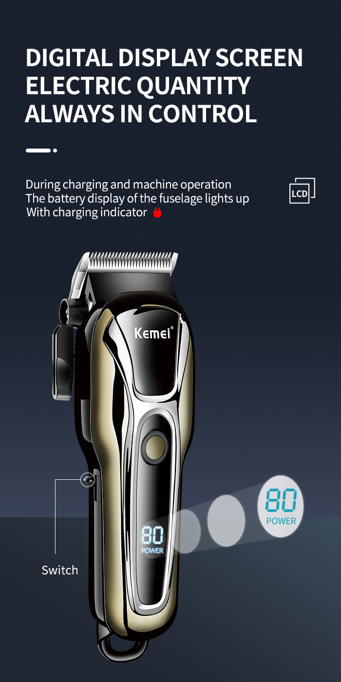 Kemei mesin potong rambut Professional Salon Clipper Hair LCD Display ...