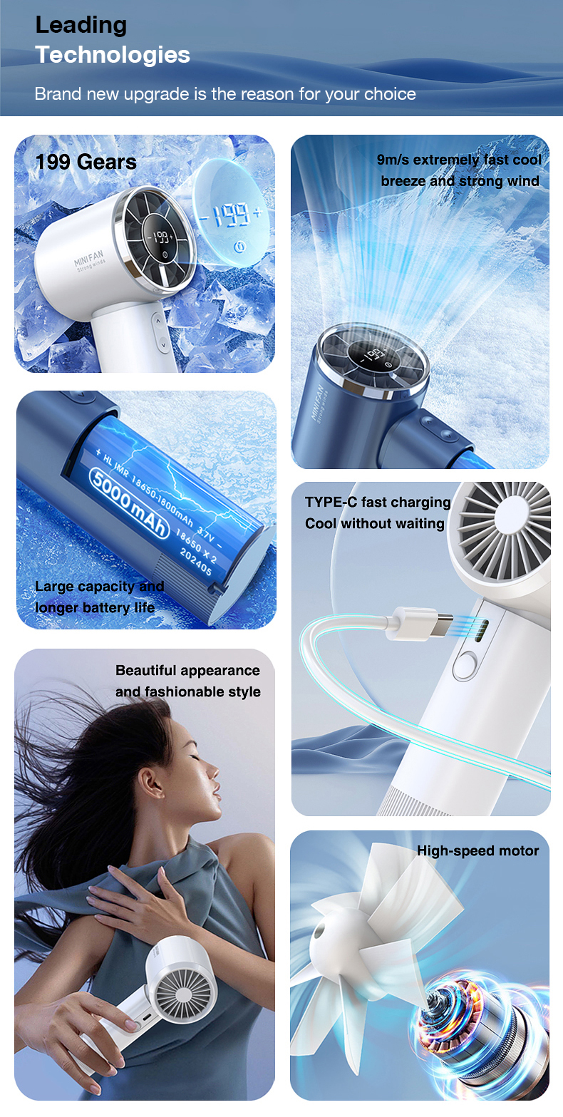 Realfit M335 Mini Fan with 3500mAh Battery Rechargeable Portable ...