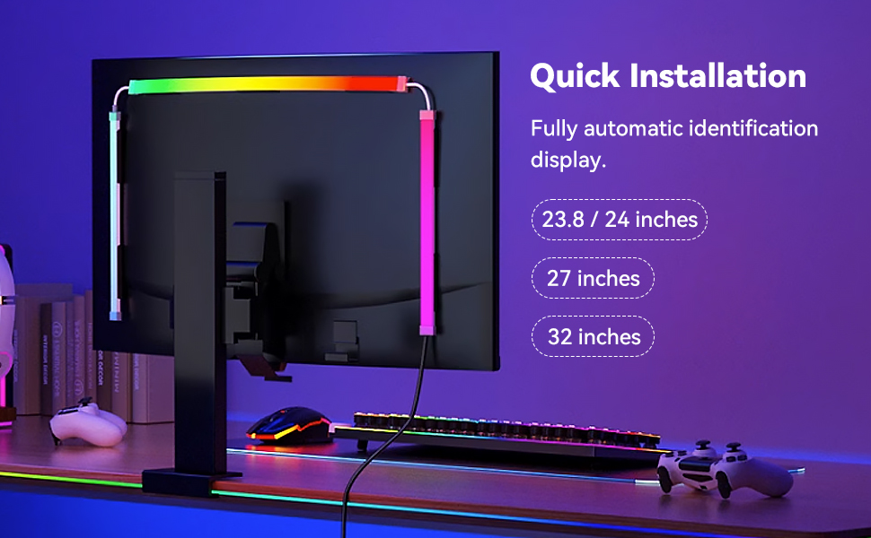 Longlight Ambilight RGB Computer Monitor Sync LED Backlight, Dreamcolor RGB-IC Rhythm Pickup ...