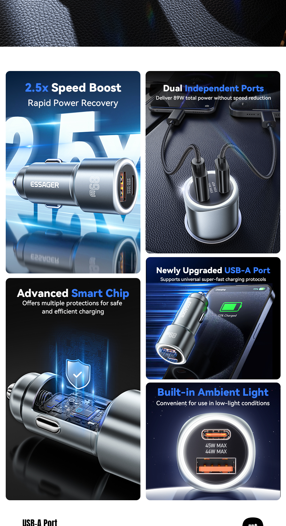 89W Super Flash Charge A+C Car supports PD3.0/QC3.0/QC4.0 Huawei ...