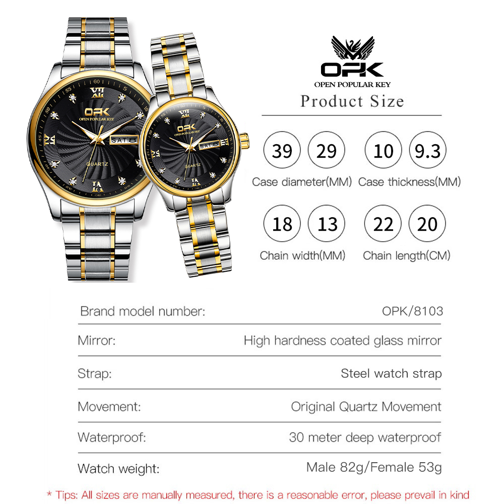 OPK Jam Tangan Couple Watch Original Waterproof Quartz Stainless Steel ...