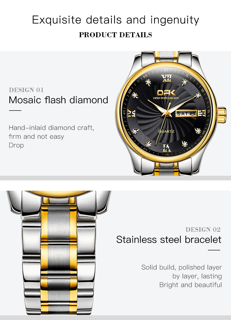 OPK Jam Tangan Couple Watch Original Waterproof Quartz Stainless Steel ...