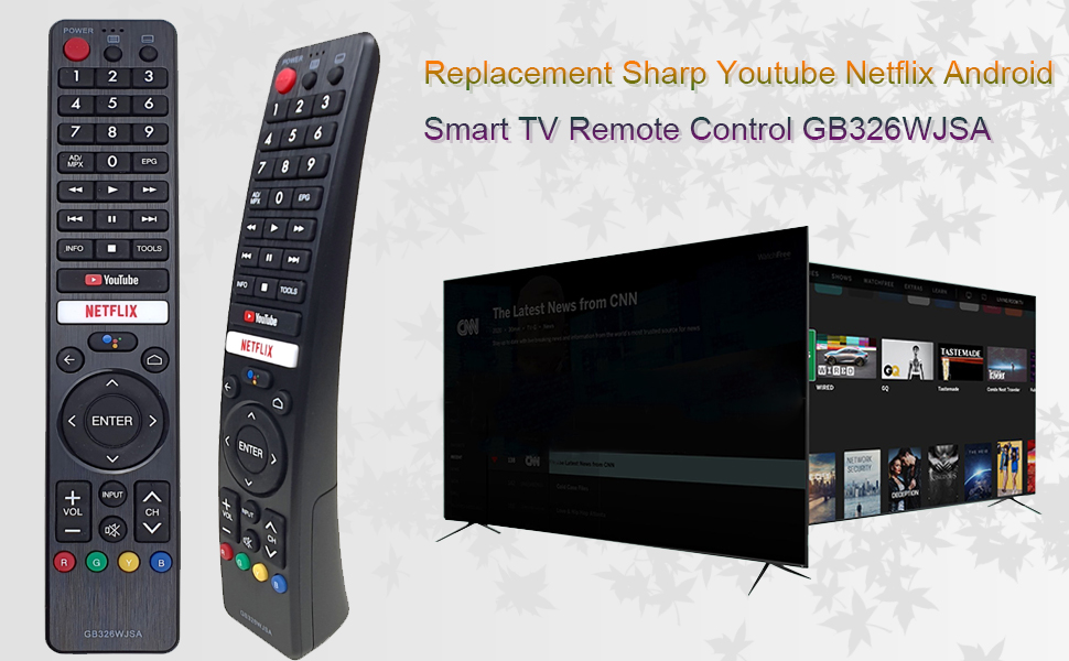 Replacement Remote Control for Sharp Youtube Netflix LED/Android Smart ...