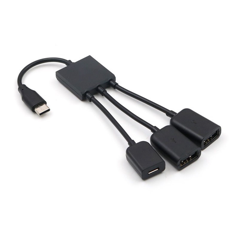 Hot 4 Port Micro USB Type-c Power OTG Extender Hub Cable Black For ...