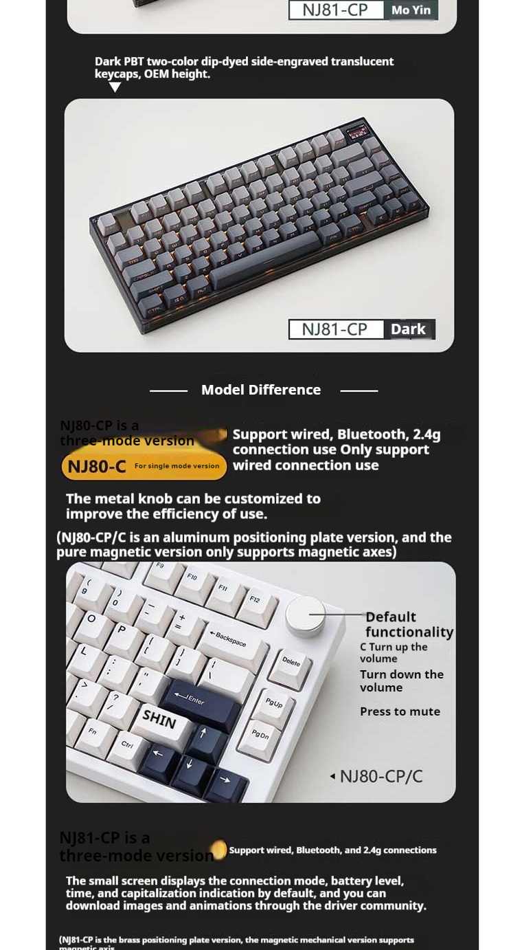 Keydous NJ80-CP/81-CP Magnetic axis gaming mechanical keyboard | Shopee ...