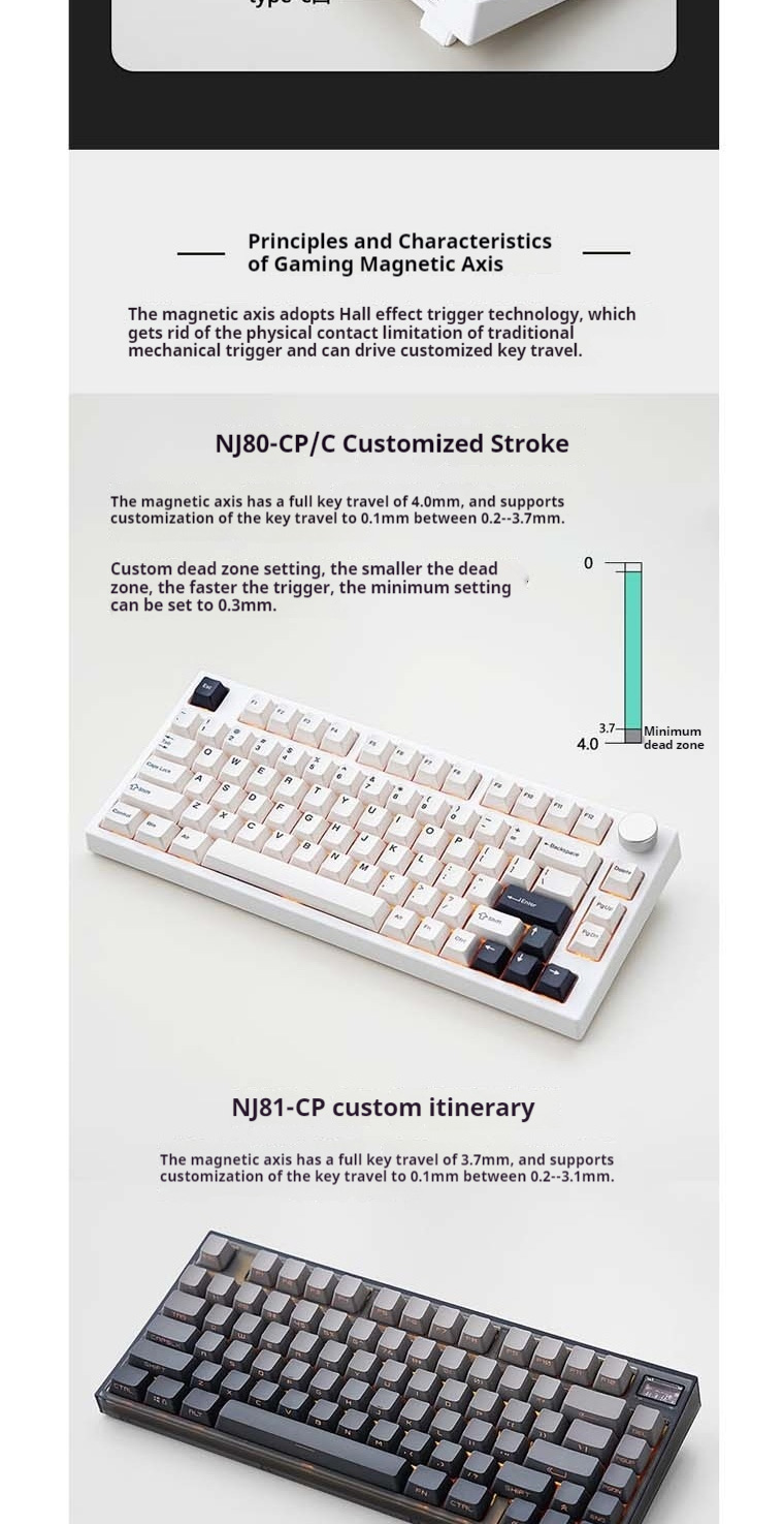 Keydous NJ80-CP/81-CP Magnetic axis gaming mechanical keyboard | Shopee ...