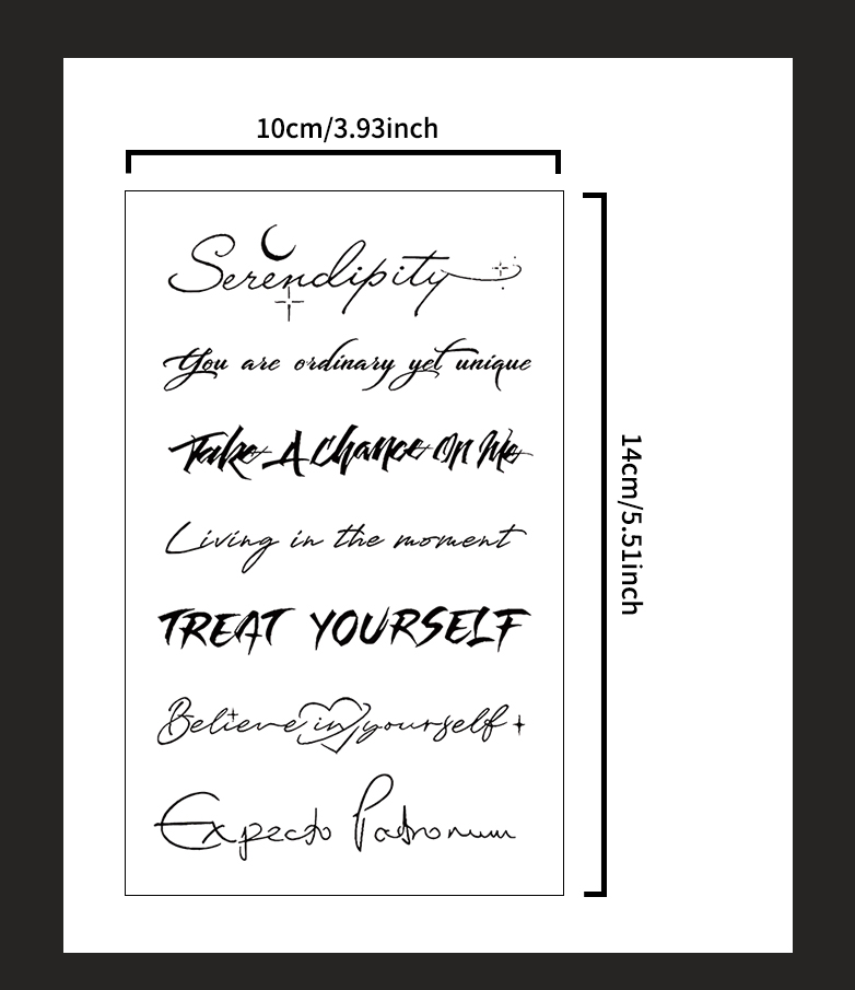 Simple English Handwritten Sentences Waterproof Temporary Tattoo ...
