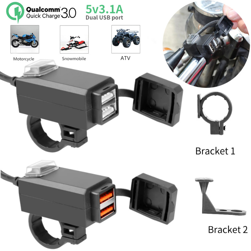 60W Motorcycle QC3.0 PD Charger Socket USB Type-C Fast Charging ...