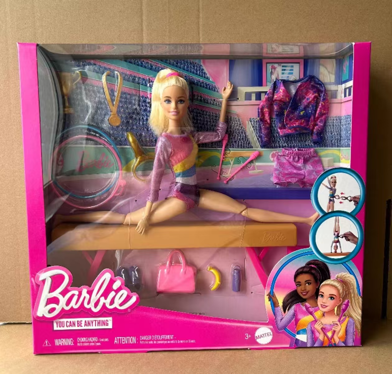 Barbie Careers Playset, Gymnastics Set with Blonde Gymnast Fashion Doll ...