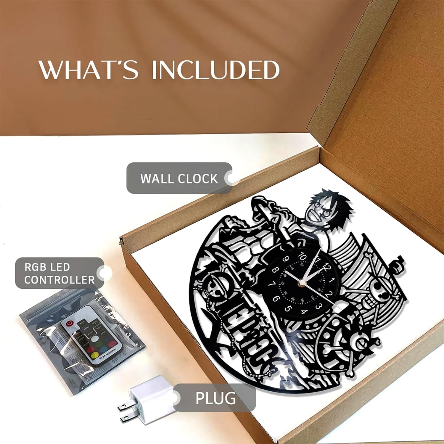 One Piece Anime Wall Clock Gifts, Creative 7 Color Night Lamp 12 Inches ...