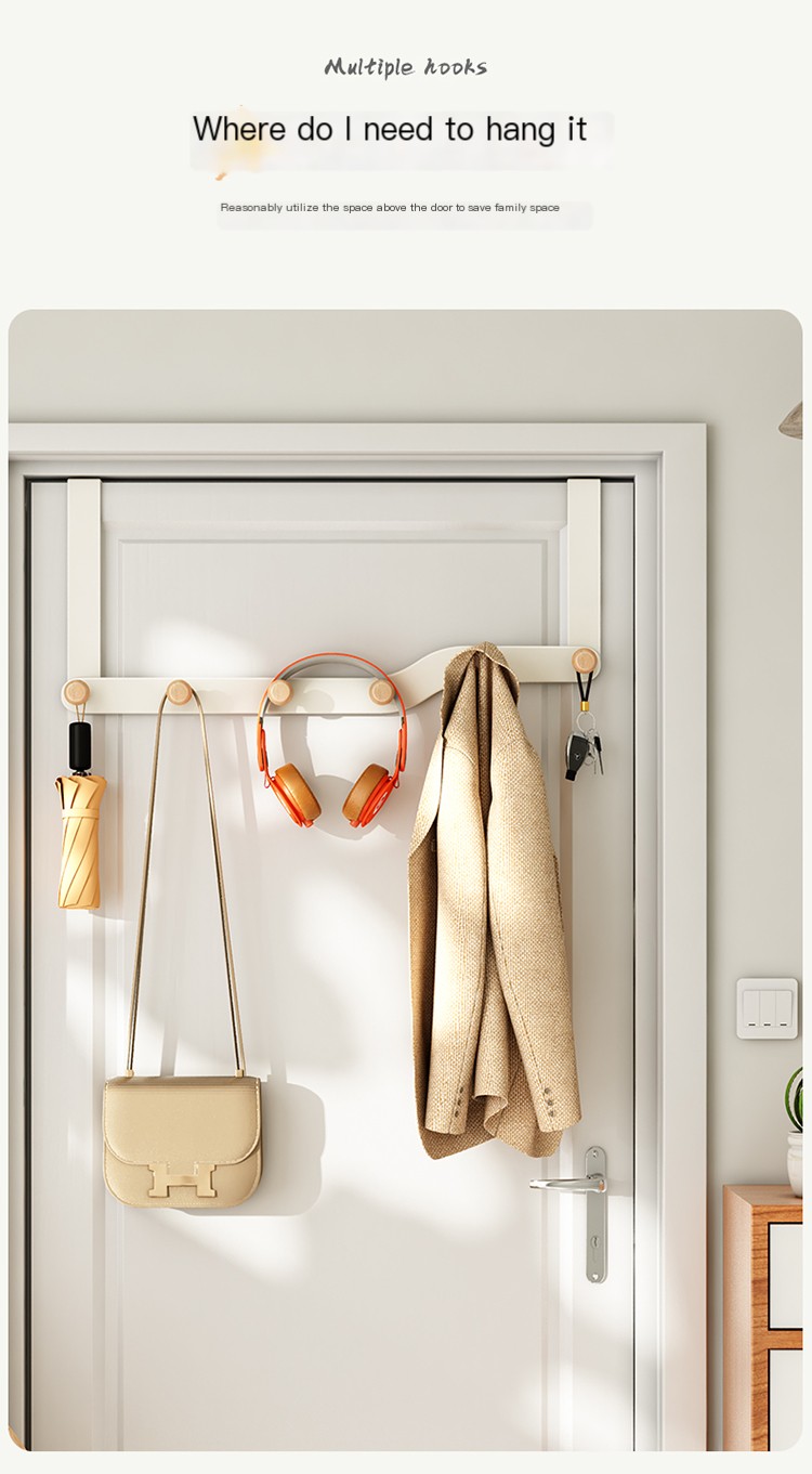 Natural Wood Style Sliding Door Hooks - Ivory White Clothes Hangers for ...