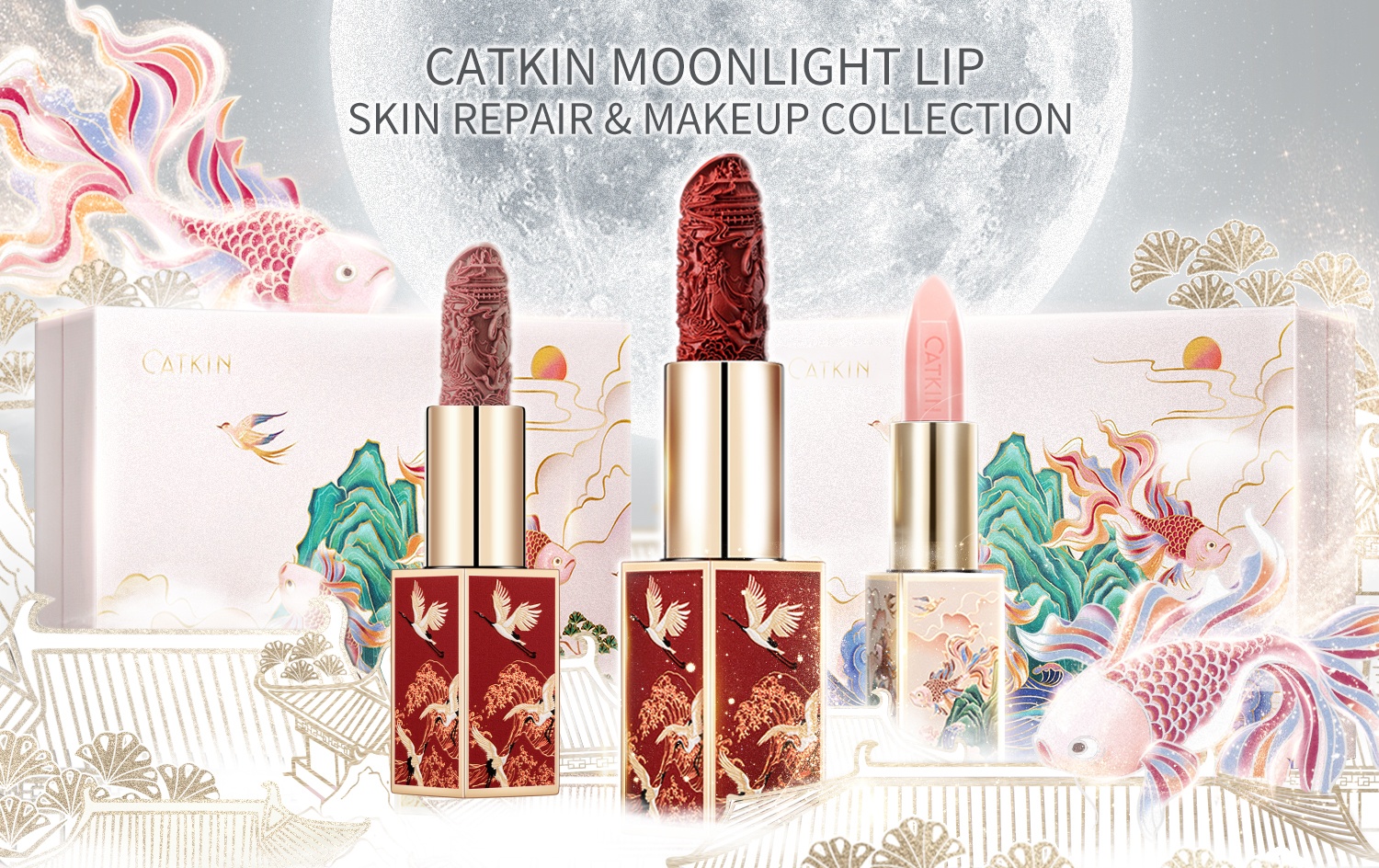 CATKIN Moonlight Tinted Lip Balm + Rouge Carving Lipsticks *2 Gift Package 3PCS/SET For Friends ...