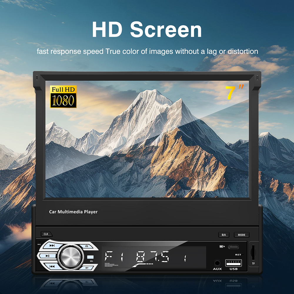 Universal 7-inch Retractable screen MP5 Player Car Multimedia Player with CarPlay Android Auto ...
