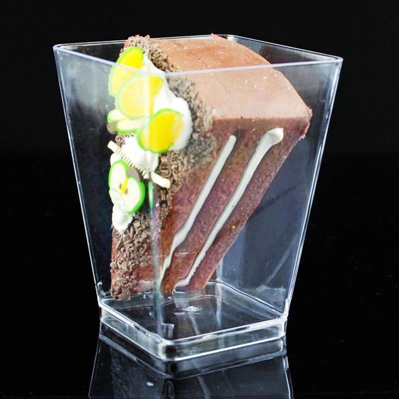 50PCS 120ML Transparent Dessert Cu Hard Plastic Trapezoid Square ...