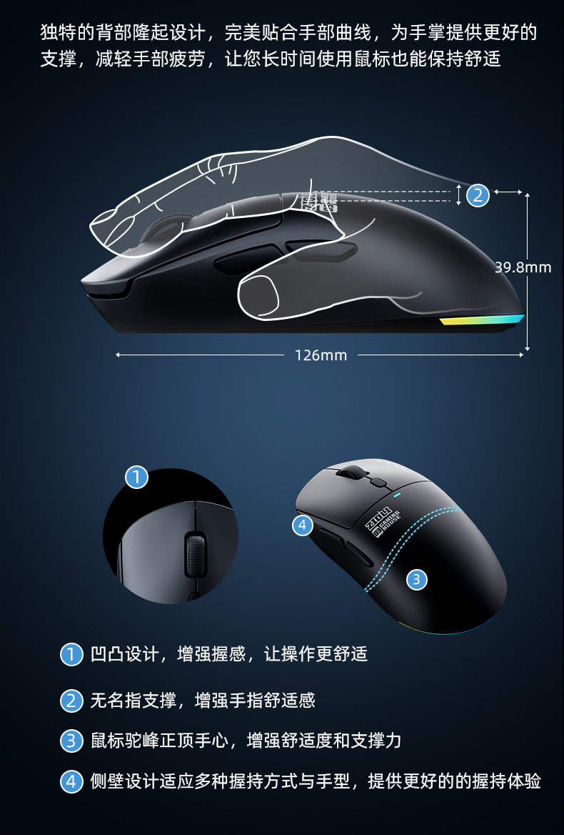 ZIDLI ZGM03 Wired gaming mouse FPS only 65g mouse 12000DPI PAW3395 RGB ...