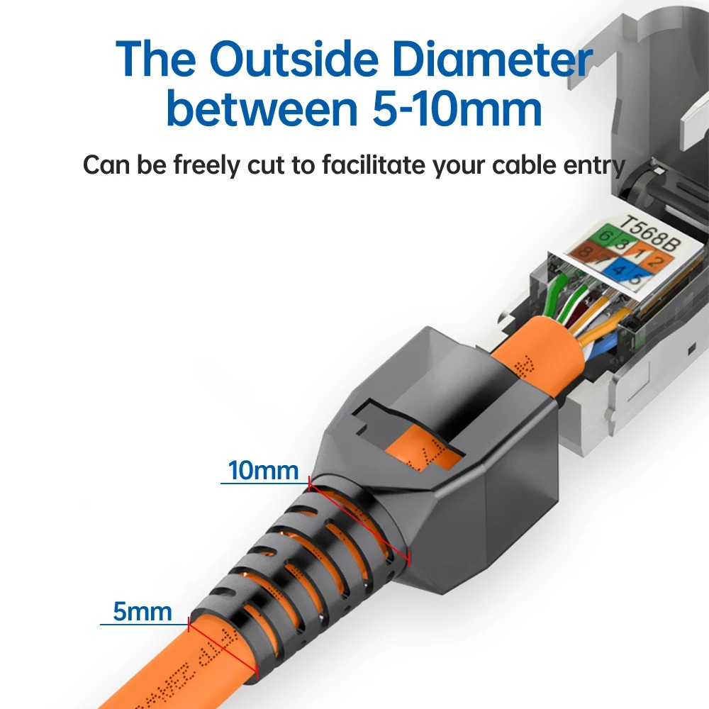 Hoolnx Cat8 Cat7 Cat6a Rj45 Modular Plug Tool Free Field Termination Rj45 Connector Reusable