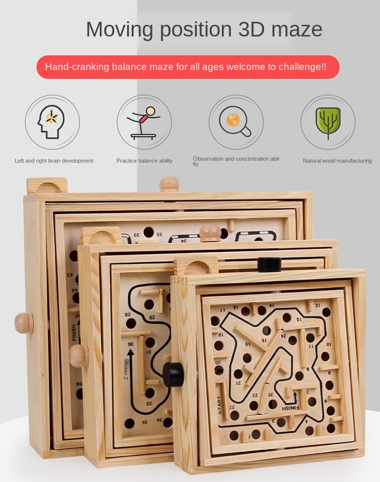 Wooden Track Ball Maze Puzzle Balance Games Fun Brain Challenge ...