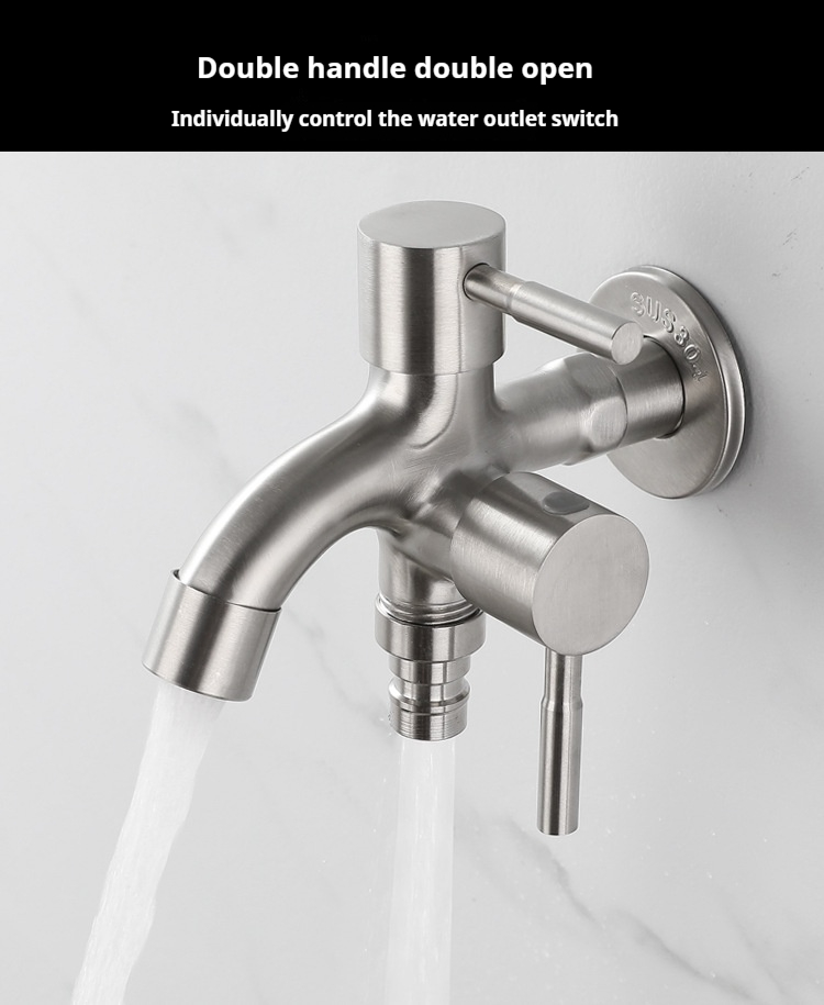 304 stainless steel double double boiling water faucet one into two out ...
