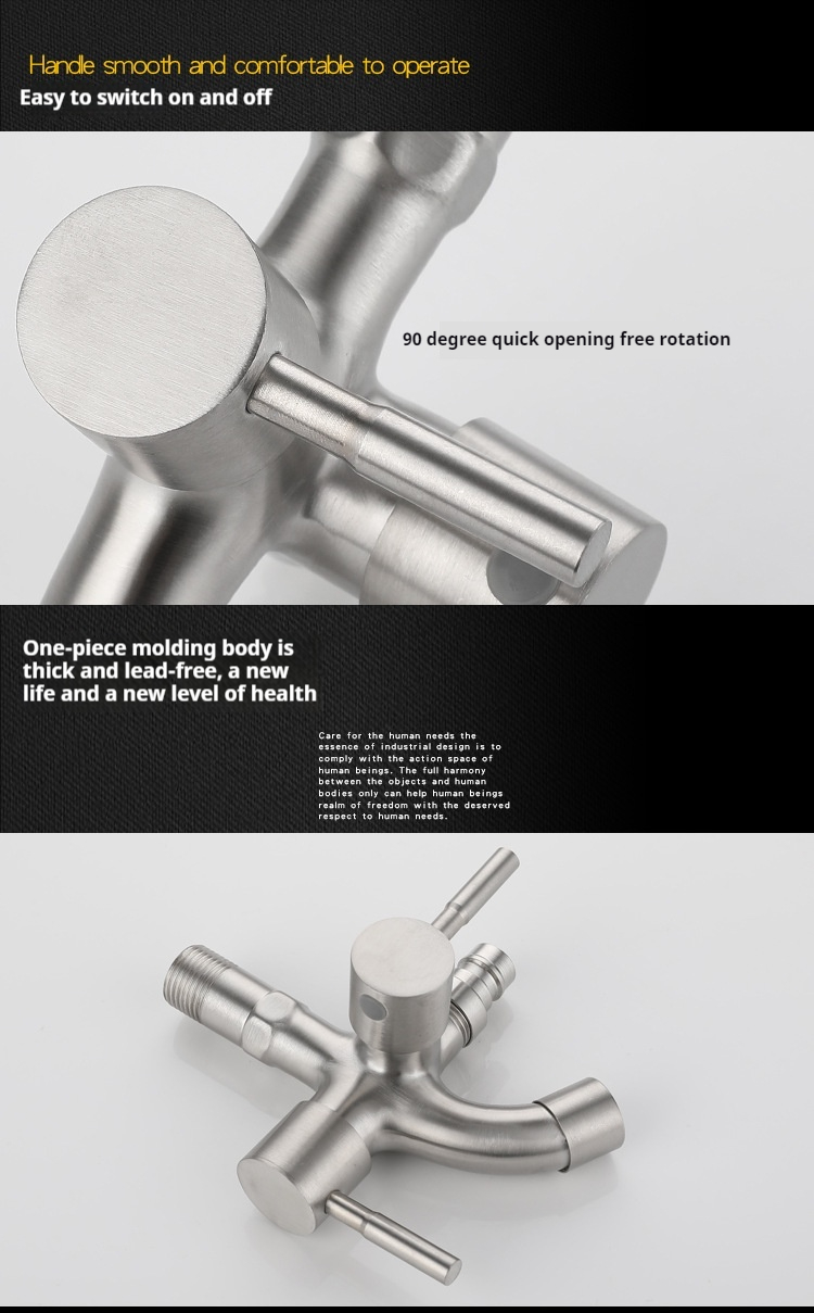 304 stainless steel double double boiling water faucet one into two out ...