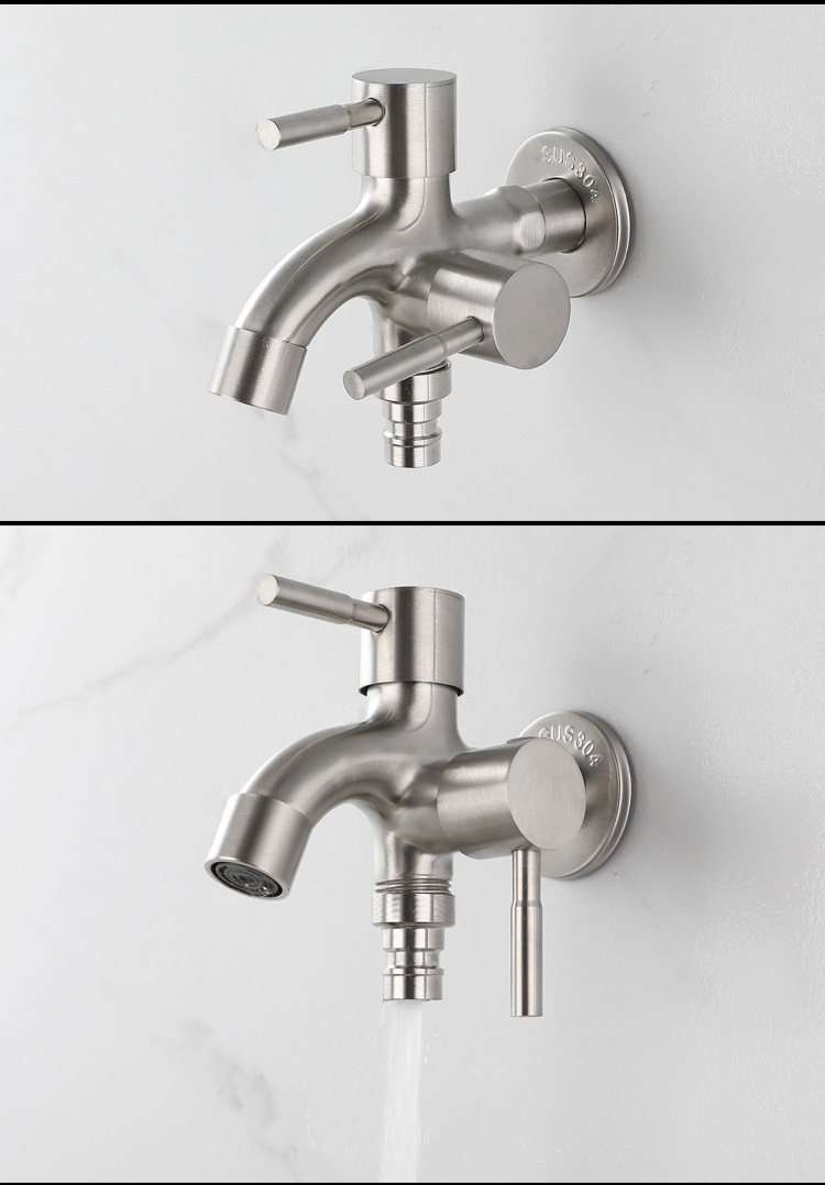 304 stainless steel double double boiling water faucet one into two out ...