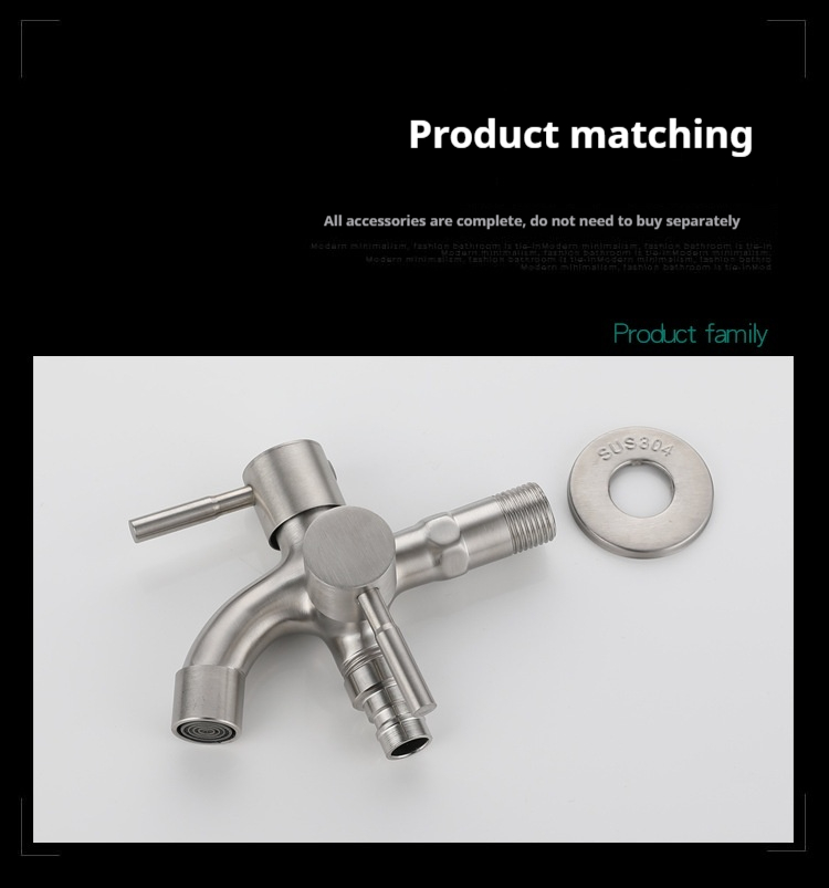 304 stainless steel double double boiling water faucet one into two out ...