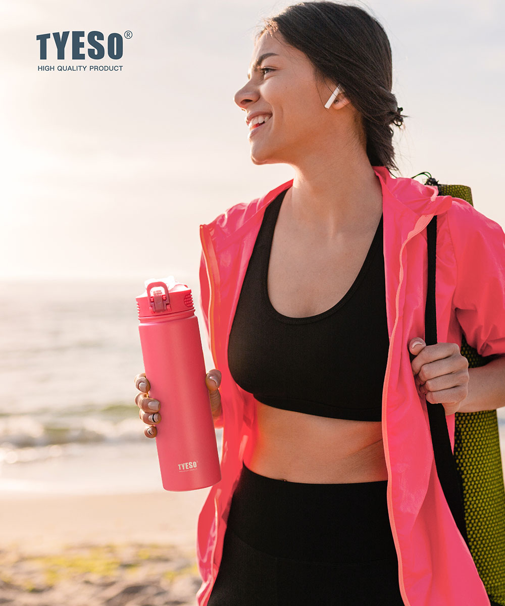 Tyeso Vacuum Insulated Bottle Tumbler With Straw Portable Stainless Steel Sport Water Bottle ...