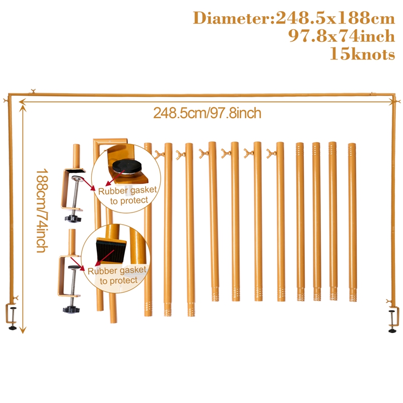 【Local Stock】47''-98'' Length Adjustable Table Rod Stand Golden Black ...