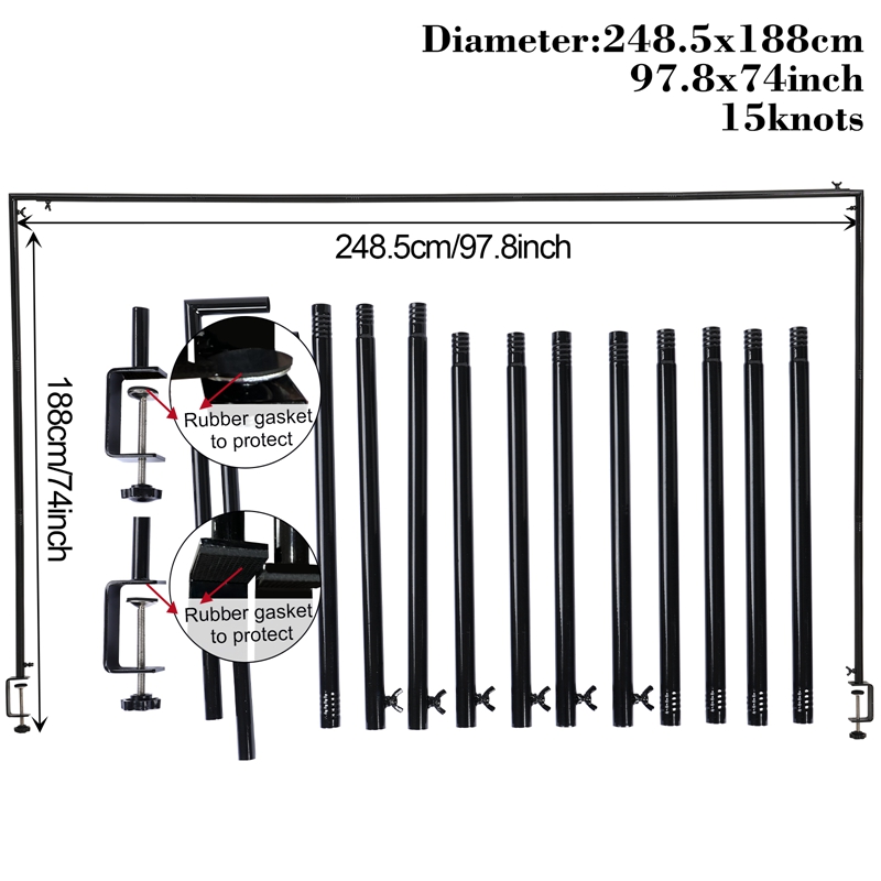 【Local Stock】47''-98'' Length Adjustable Table Rod Stand Golden Black ...