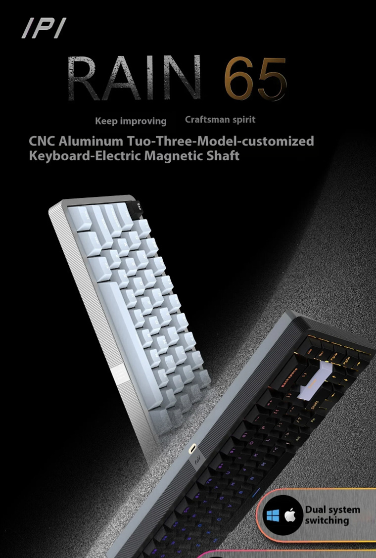 IPI Rain 65M Pro CNC all aluminum wired magnetic axis mechanical keyboard, 8K return rate, RT ...