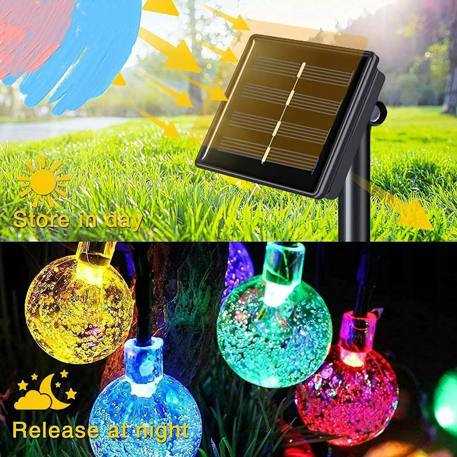 Malaysia Stock 12M Solar Lights LED Fairy String Lights Solar Crystal ...