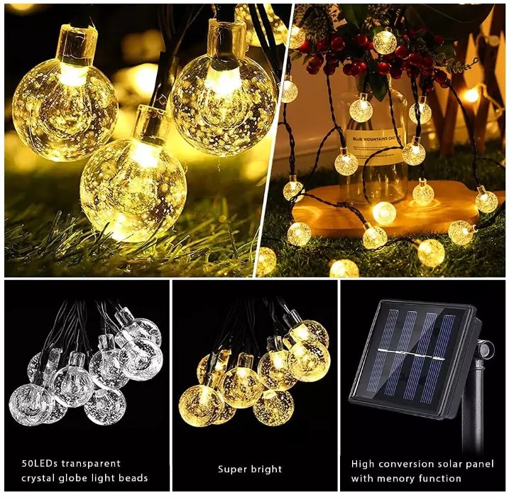 Malaysia Stock 12M Solar Lights LED Fairy String Lights Solar Crystal ...