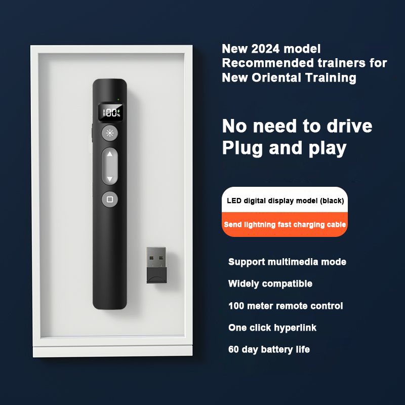 LED digital Wireless Presenter Pen 2.4Ghz USB C Adapter Handheld Remote ...