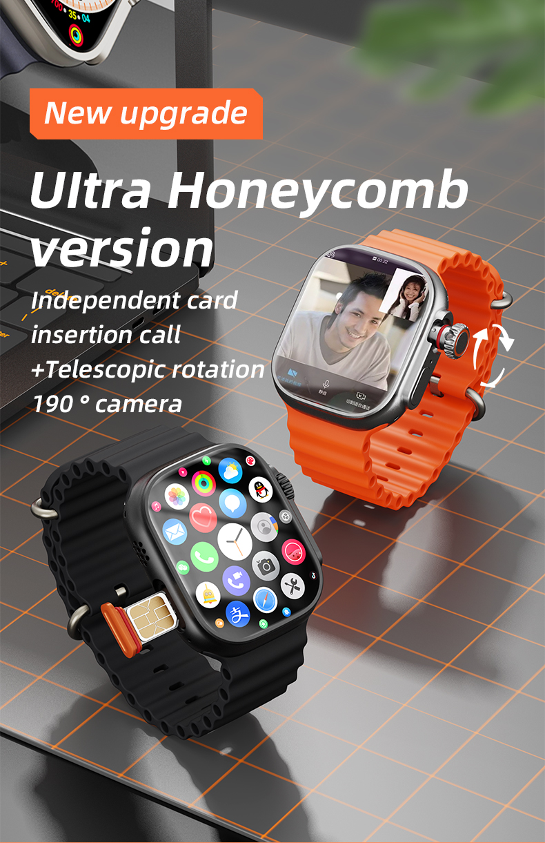 5G data Smart Watch Simcard + Wifi + 180° Camera + GPS Super Amoled ...