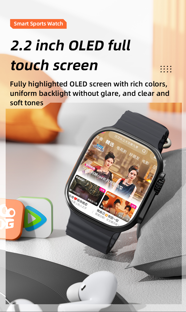 5G data Smart Watch Simcard + Wifi + 180° Camera + GPS Super Amoled ...