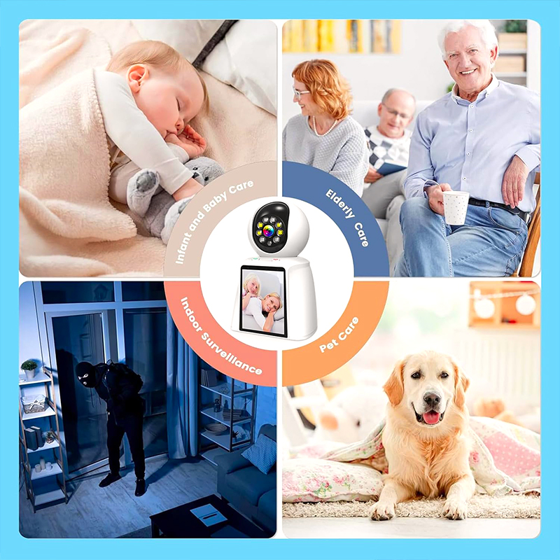 4K 3MP HD Wireless CCTV Security camera with 2.8 inch Screen Two-way ...
