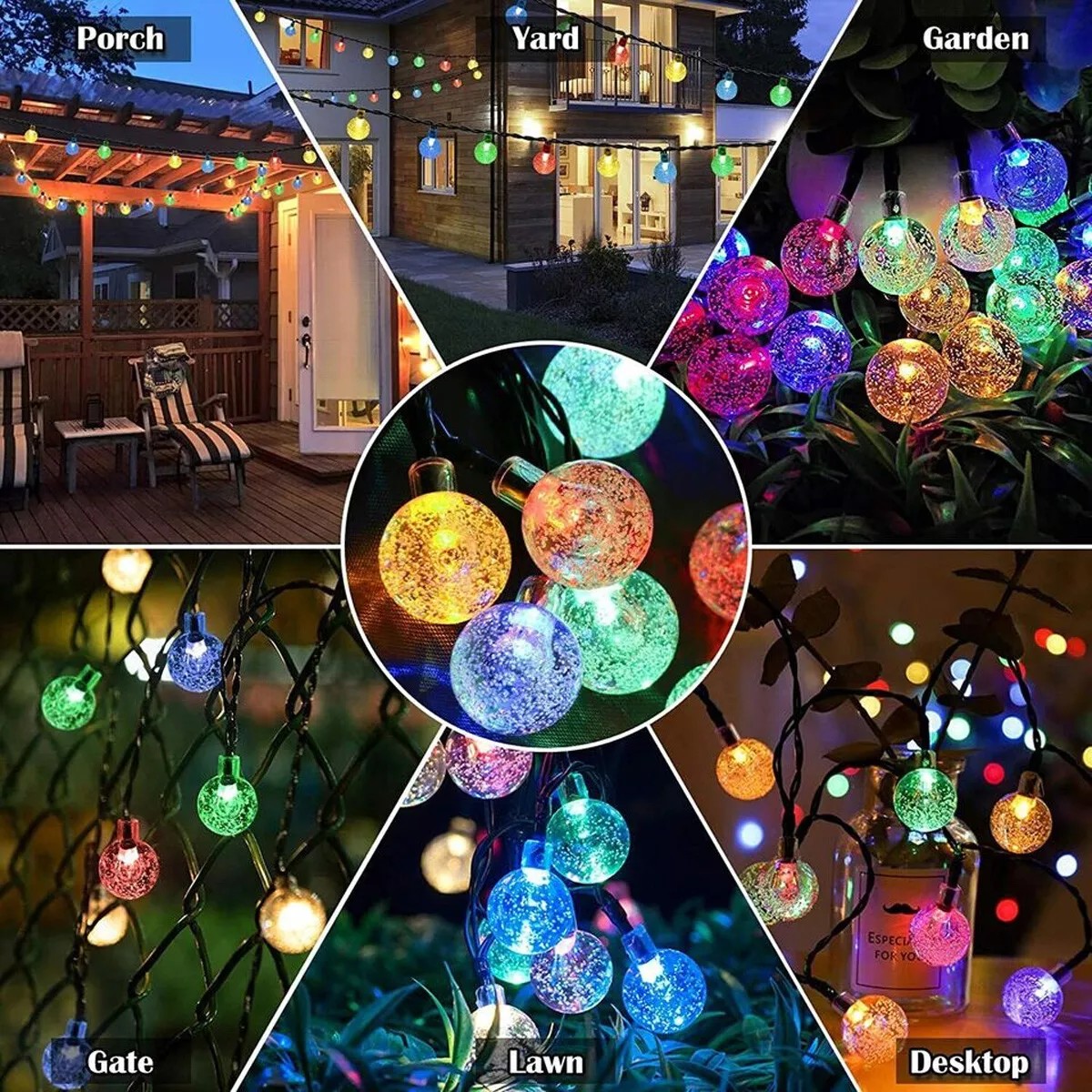 🎀Malaysia stock🎀100 LED Solar crystal ball string lights 12M Outdoor ...