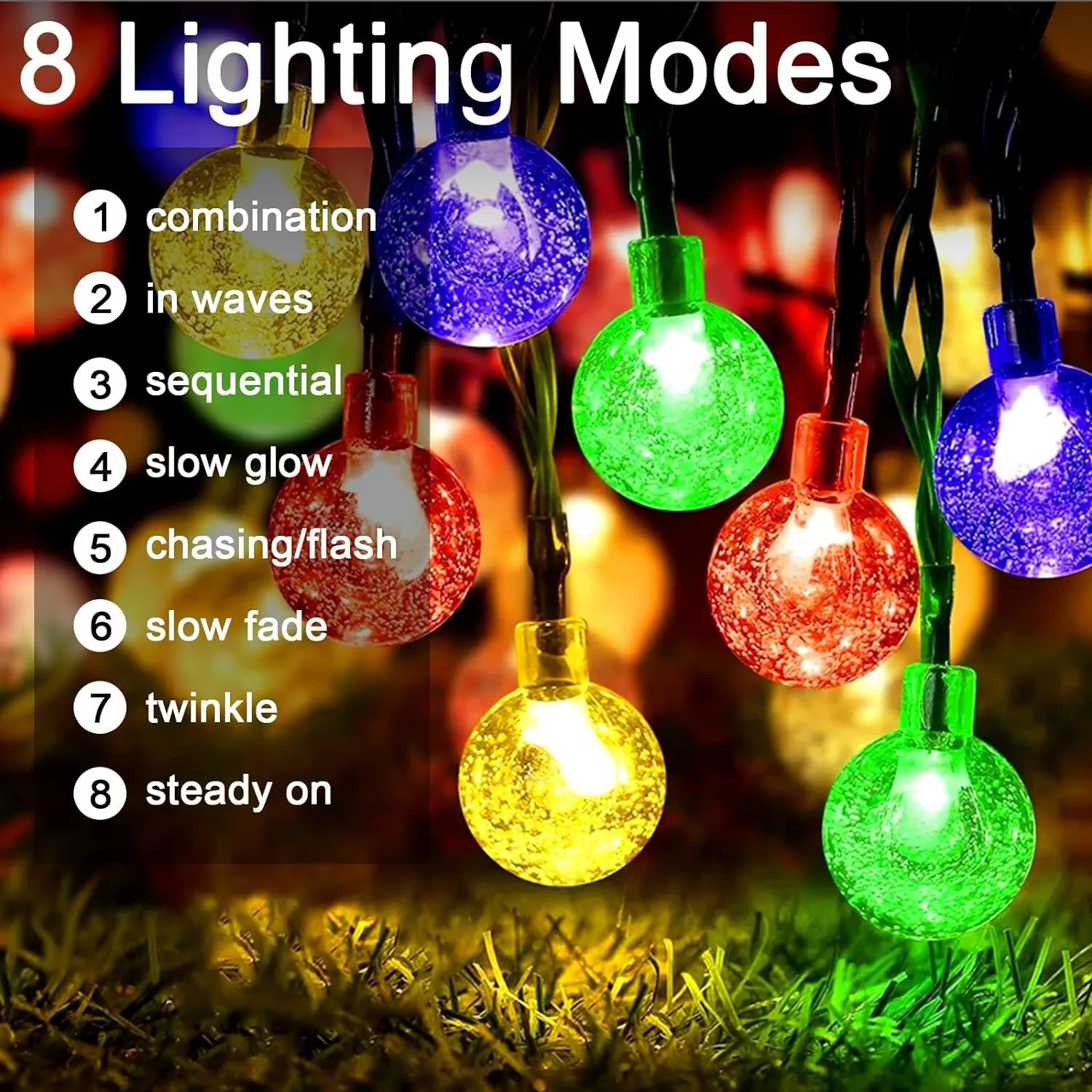🎀Malaysia stock🎀100 LED Solar crystal ball string lights 12M Outdoor ...
