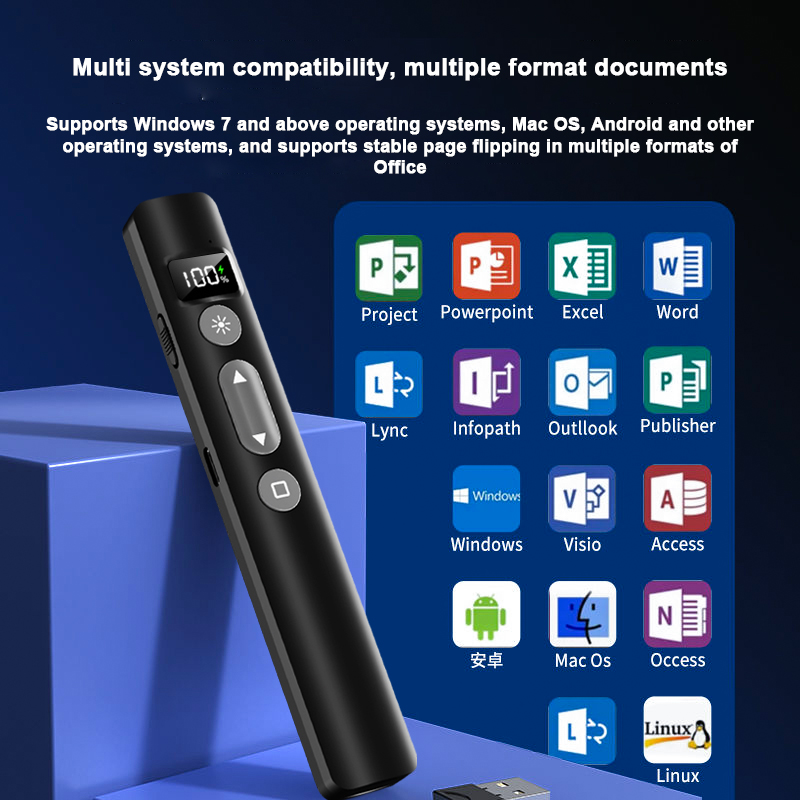 2.4GHz Wireless Remote Control Presenter Red Laser Page Turning Pen RF ...