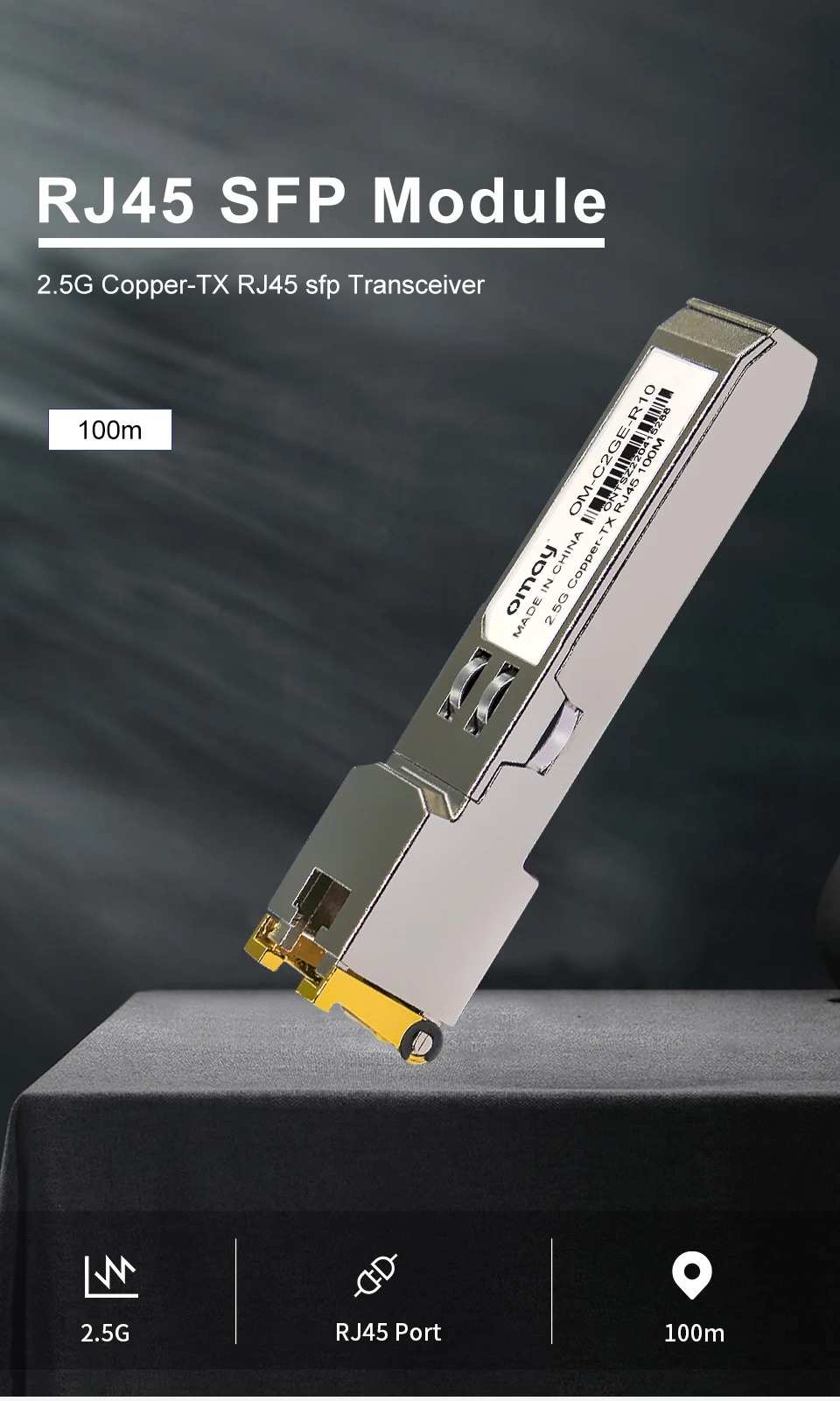 JT-COM 2.5G RJ45 Copper SFP Module 100m 2.5GBase-Tx Ethernet Fiber ...