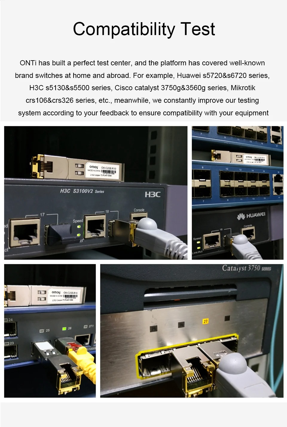 JT-COM 2.5G RJ45 Copper SFP Module 100m 2.5GBase-Tx Ethernet Fiber ...