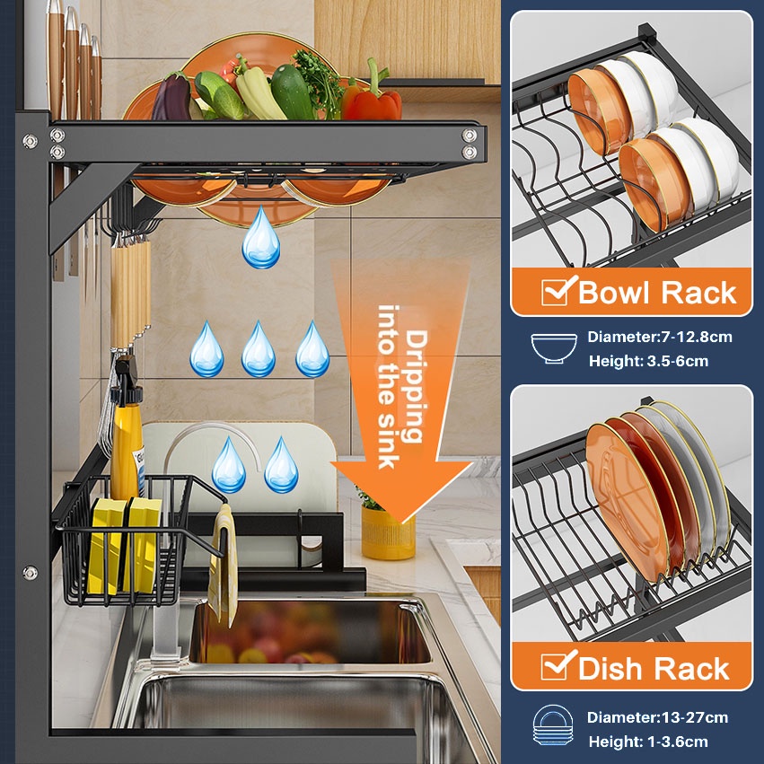 Dish drainer rack Dish rack Sinki dapur Dish rak pinggan Drying Rack ...