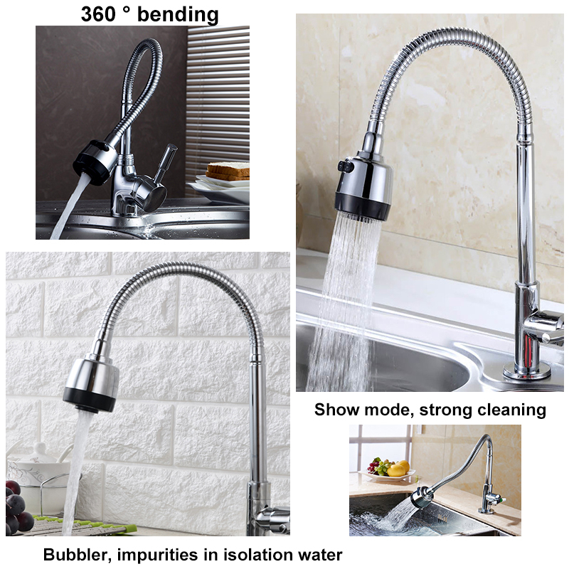 [HOUSGOOD] SUS304 Stainless Steel Kitchen Faucet 360° Flexible Pull ...
