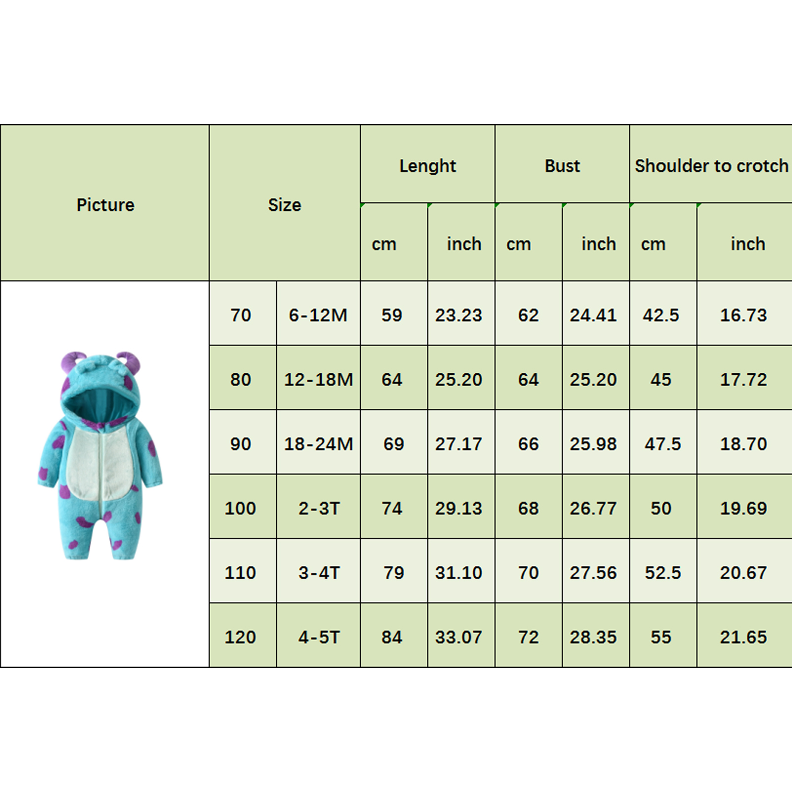 BAGA-6 Months-5 years Baby Fleece Jumpsuit Cartoon Animal Horn Hooded ...