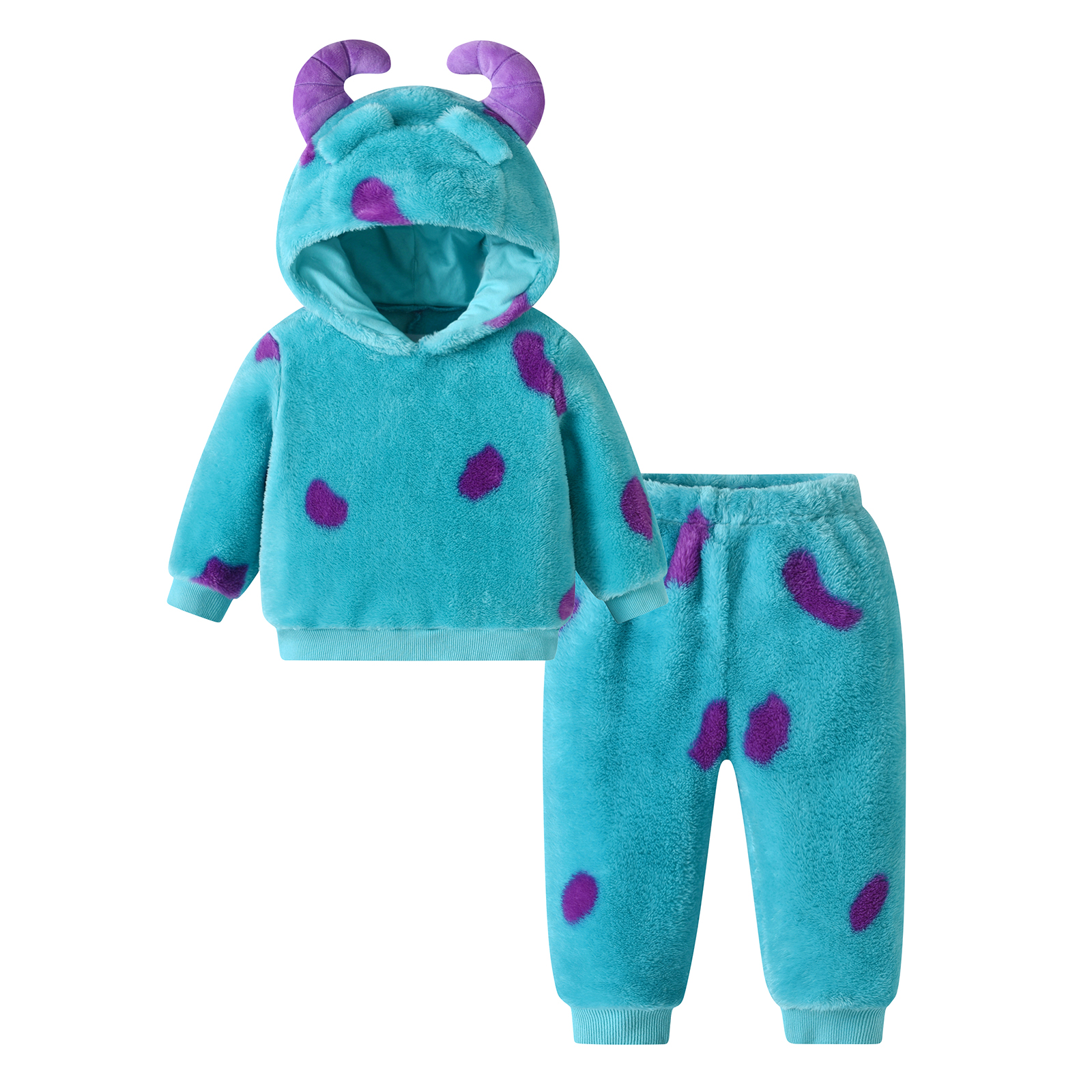 BAGA-6 Months-5 years Baby Fleece Jumpsuit Cartoon Animal Horn Hooded ...
