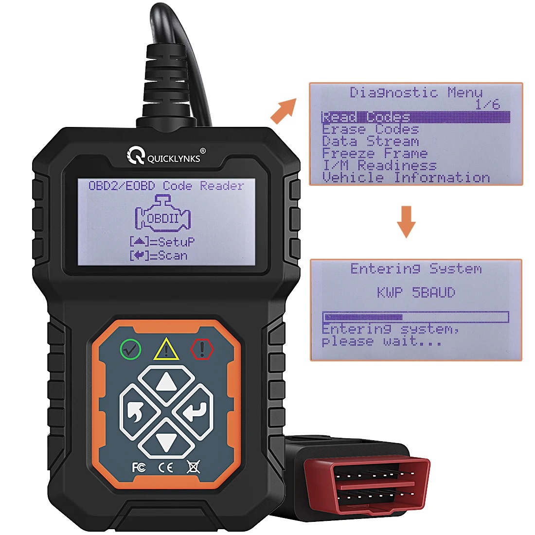 QUICKLYNKS T31 OBD 2 OBD2 Code Reader Quick Check Engine Scan Car ...