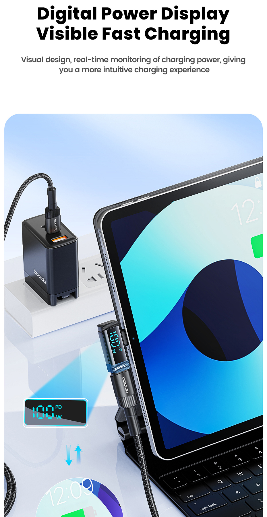 Toocki 100W Type C OTG Smart Digital Display Adapter Type C To Type C ...