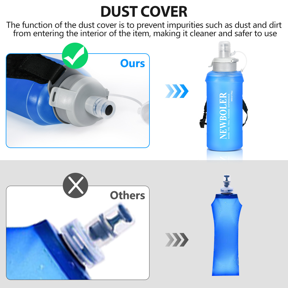 NEWBOLER 500ml TPU Handheld Running Water Bottle Soft Flask Adjustable ...