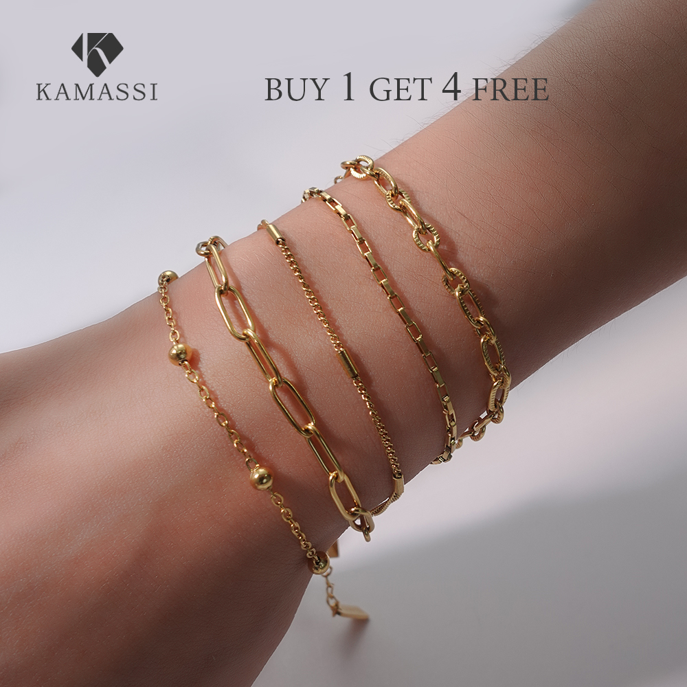 KAMASSI Beli 1 Percuma 4 Gelang Fesyen Wanita Keluli tahan karat (5 ...