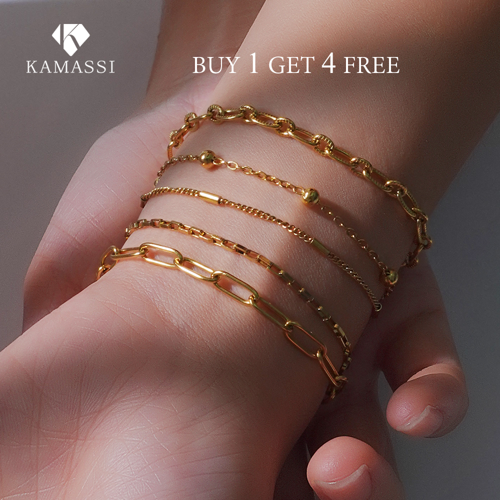 KAMASSI Beli 1 Percuma 4 Gelang Fesyen Wanita Keluli tahan karat (5 ...